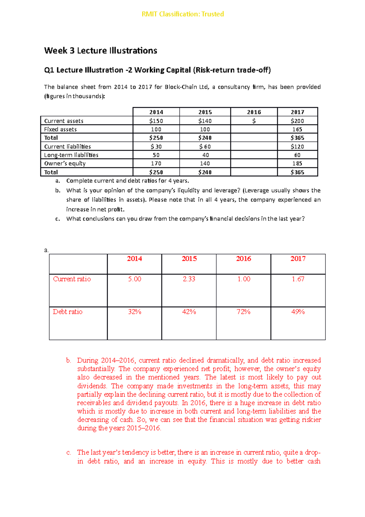 Week 3 Lecture related tutorial solution - Block chain Ltd - Week 3 Lecture Illustrations Q1 ...