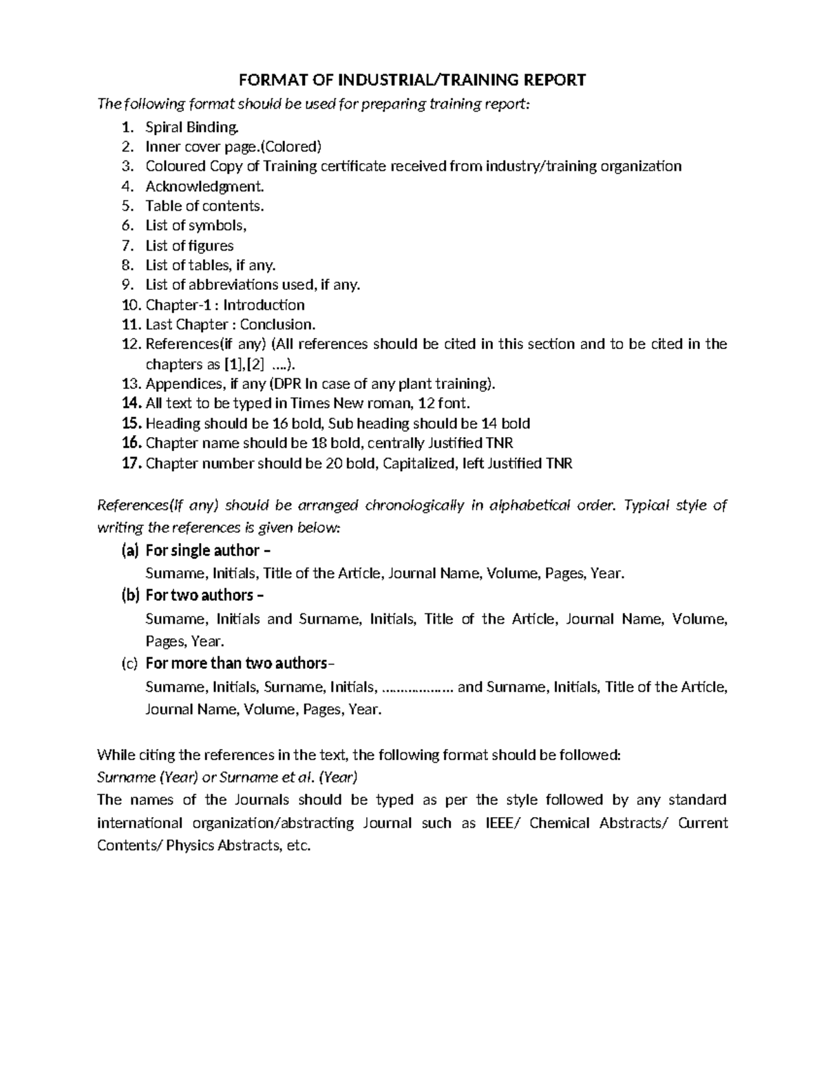 Training Report Format Guidelines for B.Tech Students - Studocu