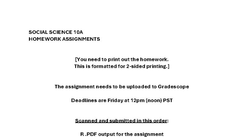 SOCIAL SCIENCE 10A - Homework Assignment 1 Overview - Studocu
