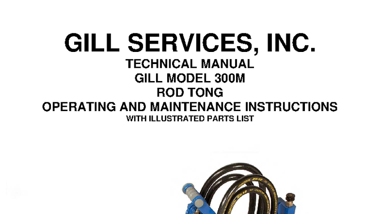 Gill Model 300M Rod Tong Operations Manual & Maintenance Guide - Studocu