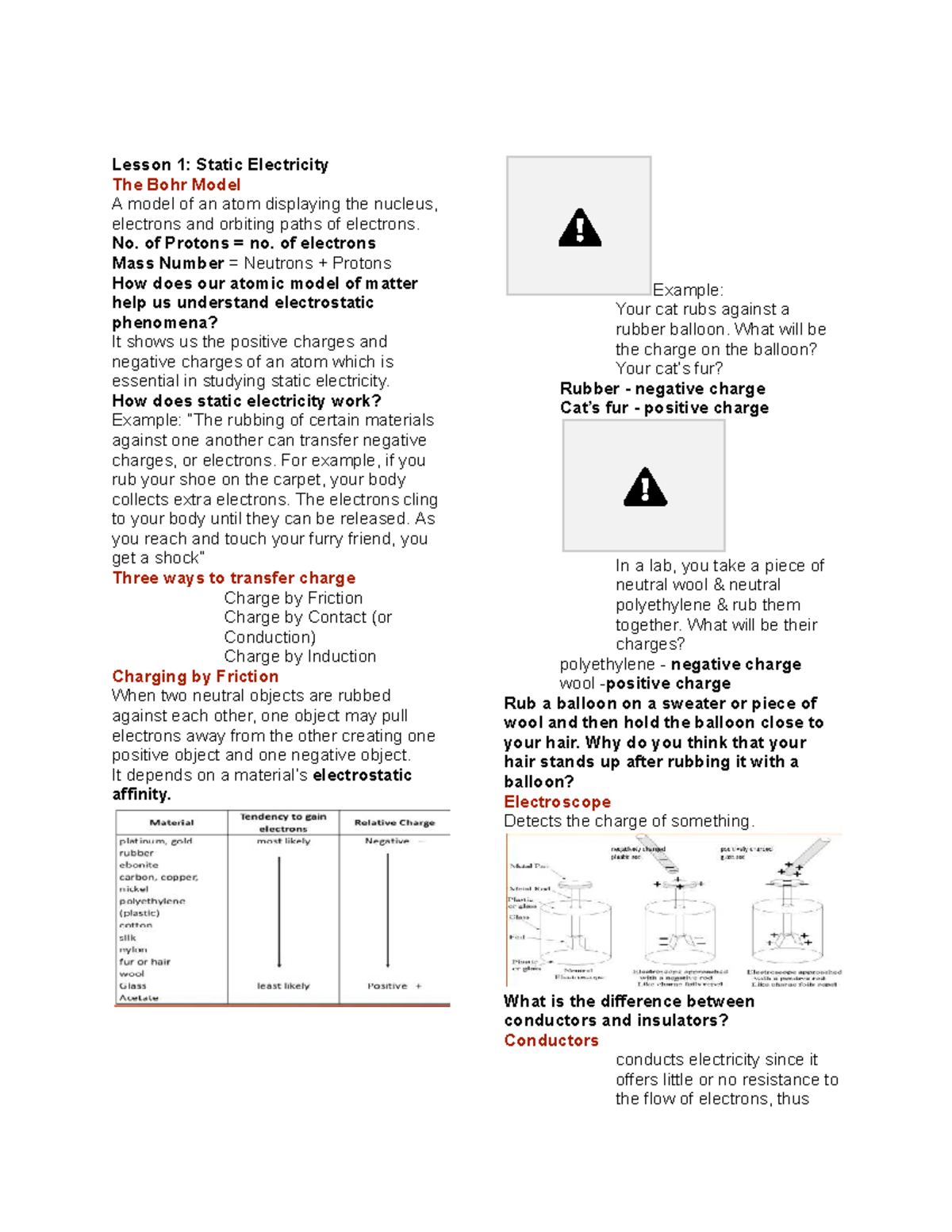 Physics 1: Lesson 1 - Understanding Static Electricity and Charge ...