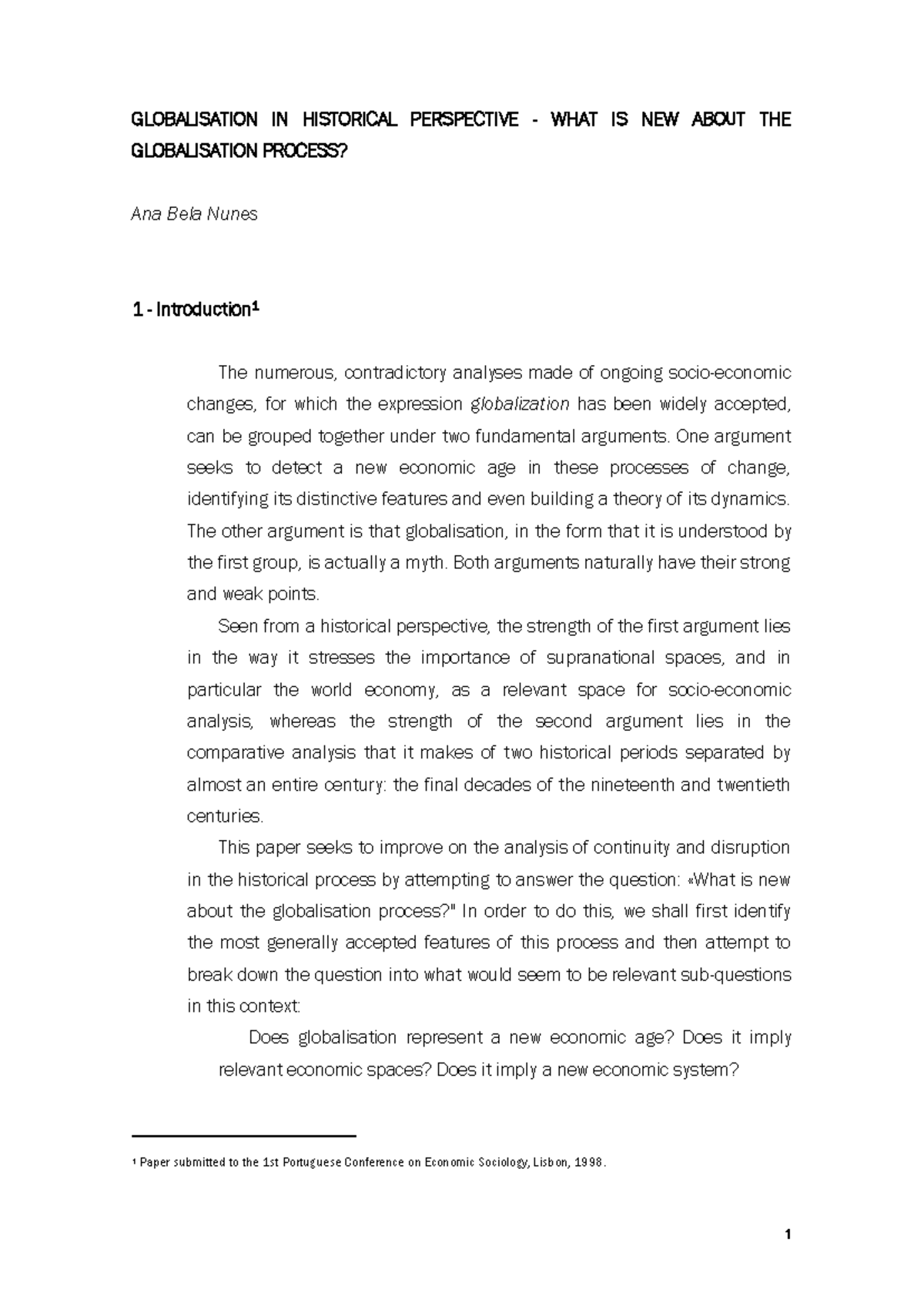 GLOBALISATION IN HISTORICAL PERSPECTIVE: NEW INSIGHTS ON MEG - Studocu