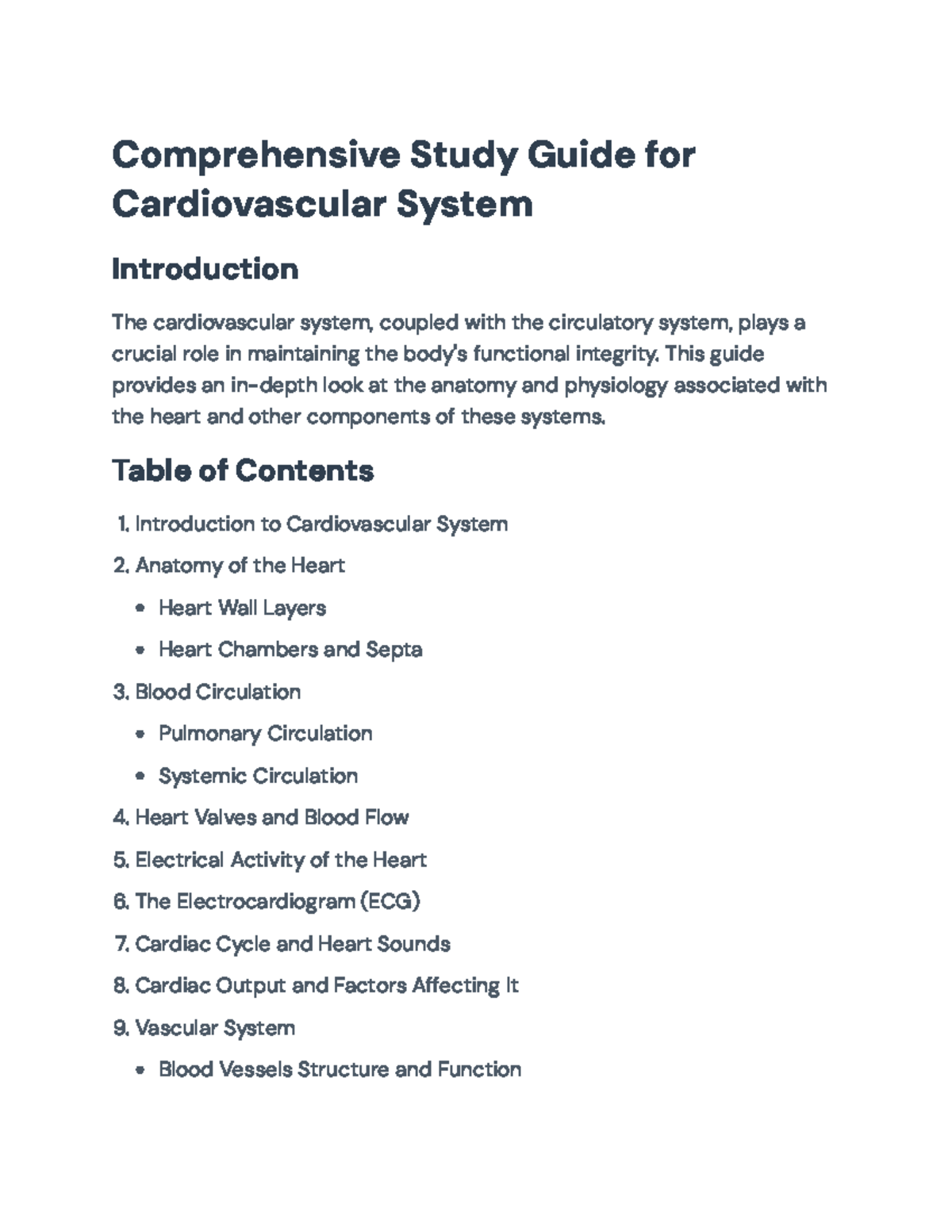 Comprehensive Cardiovascular System Study Guide - Course XYZ 101 - Studocu