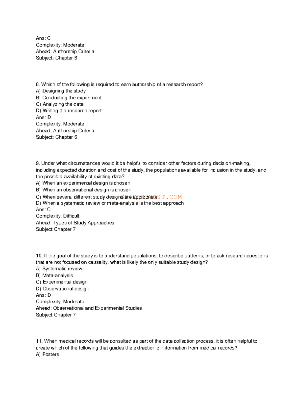 Chapter 6 & 7 Study Guide: Authorship & Study Designs (Health Research ...