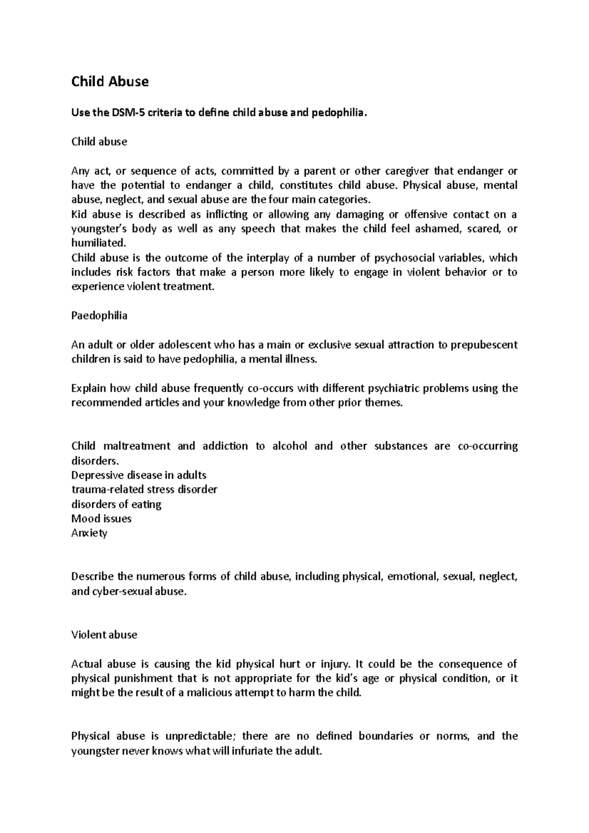 Child Abuse (PSY 101): Exam Questions & Key Concepts Overview - Studocu