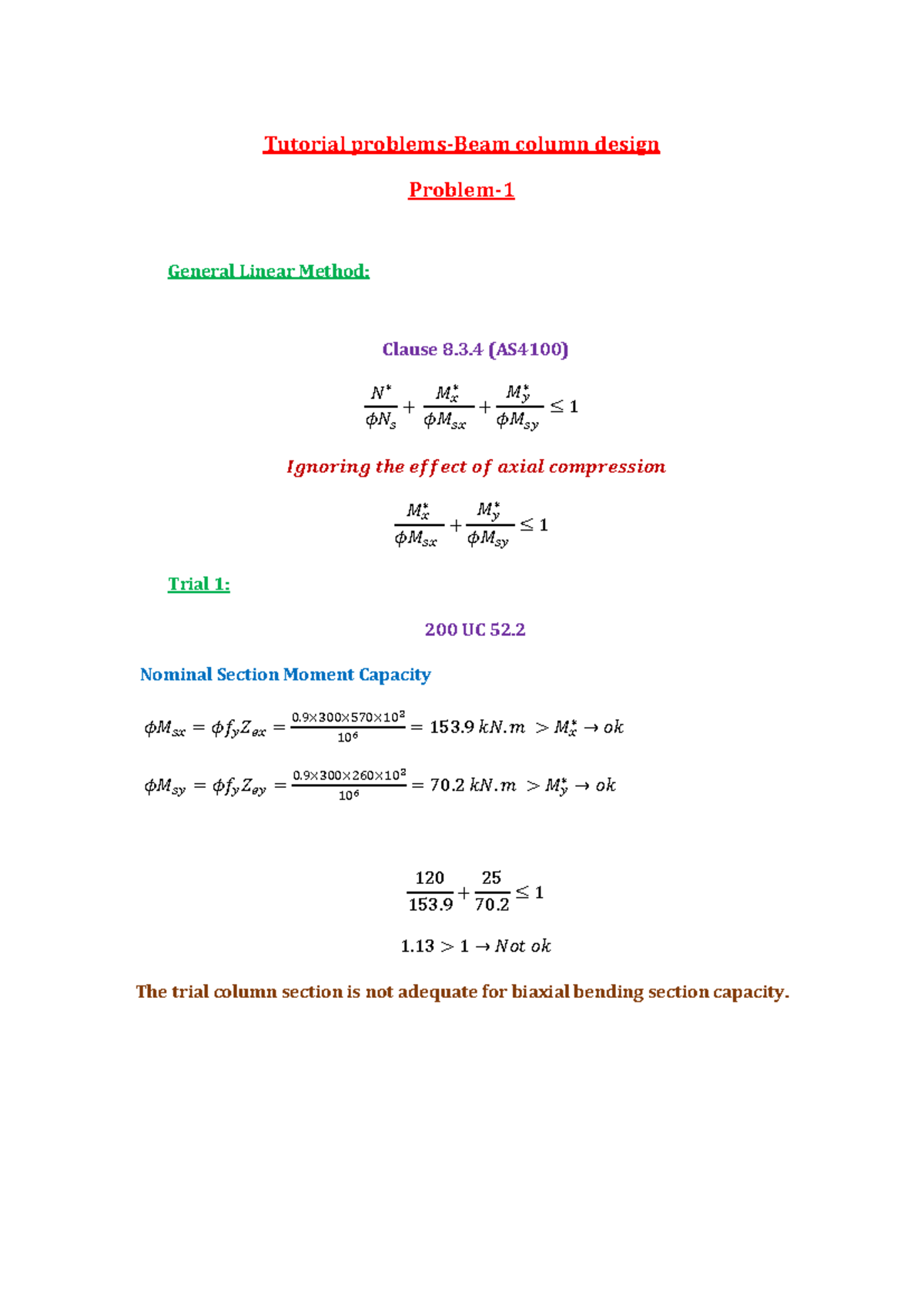 Week 11 Column Design Tutorial Solutions (AS4100) - Studocu