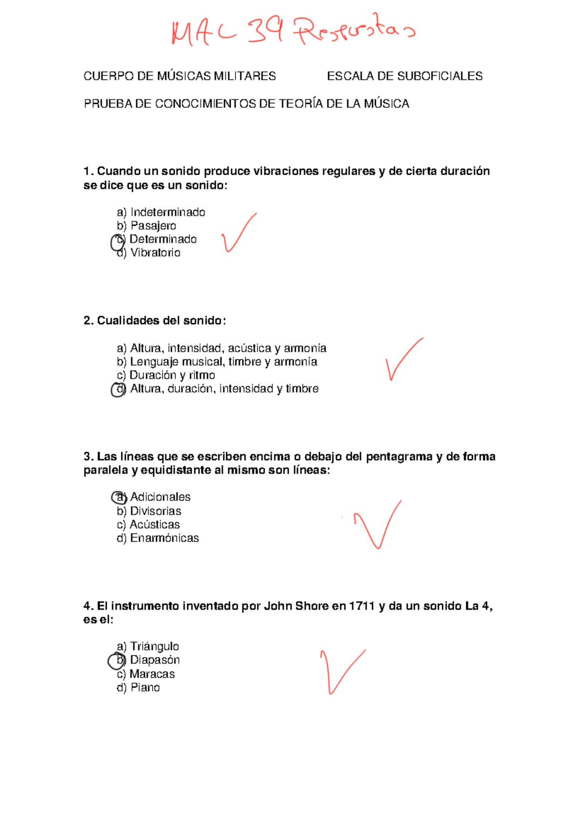 CUERPO DE MÚSICAS MILITARES - EXAMEN TEORÍA DE LA MÚSICA - Studocu