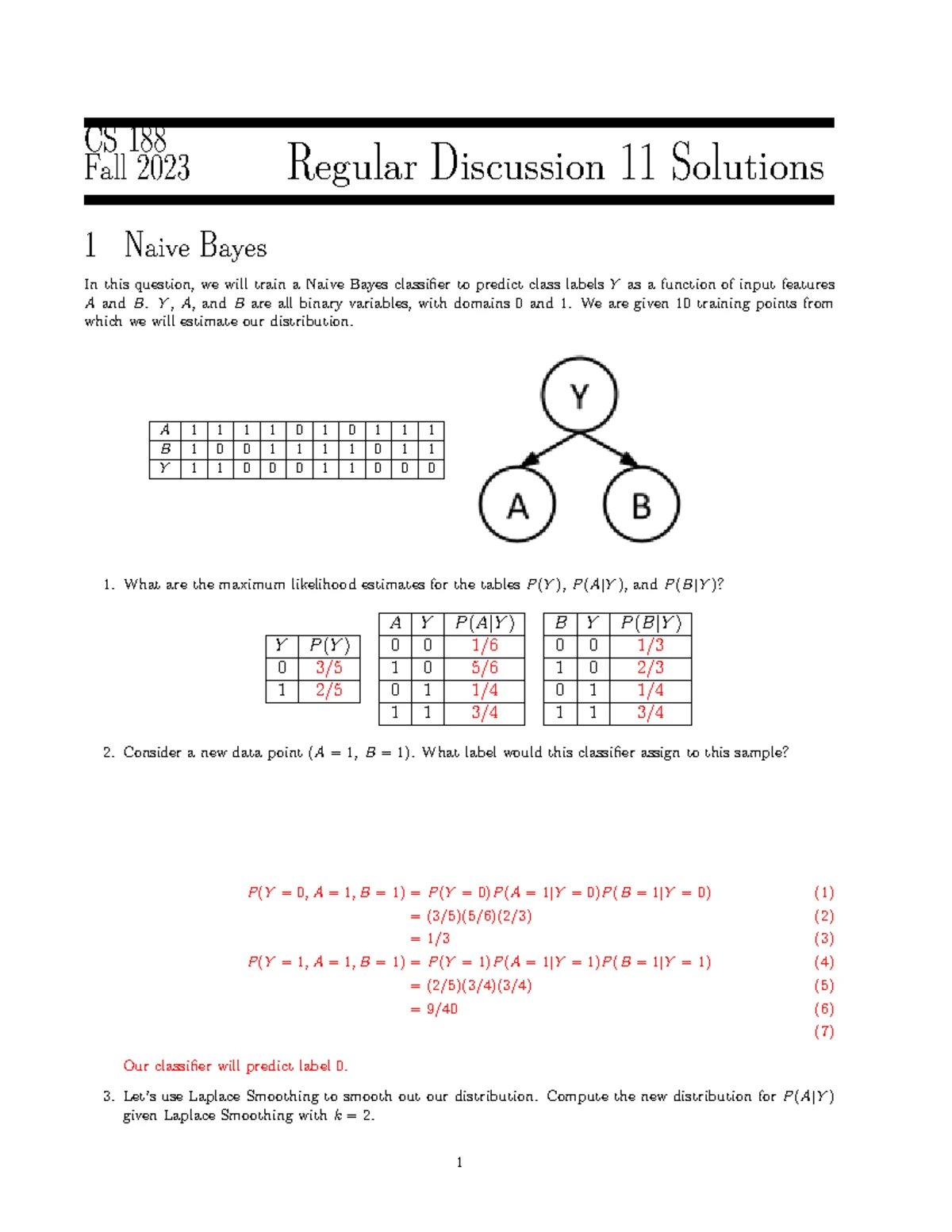 CS 188 Fall 2023 Discussion 4 Solutions on Game Trees and Pruning - Studocu