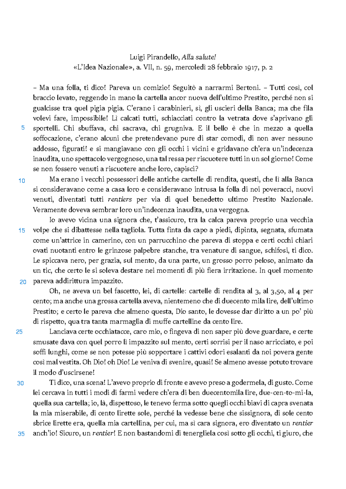 Pirandello's "Alla salute!" - A Study of Class and Societal Struggles ...
