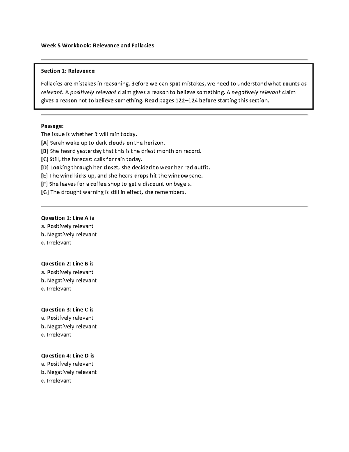 Week 5 Guided Learning Activity: Relevance and Fallacies Analysis - Studocu