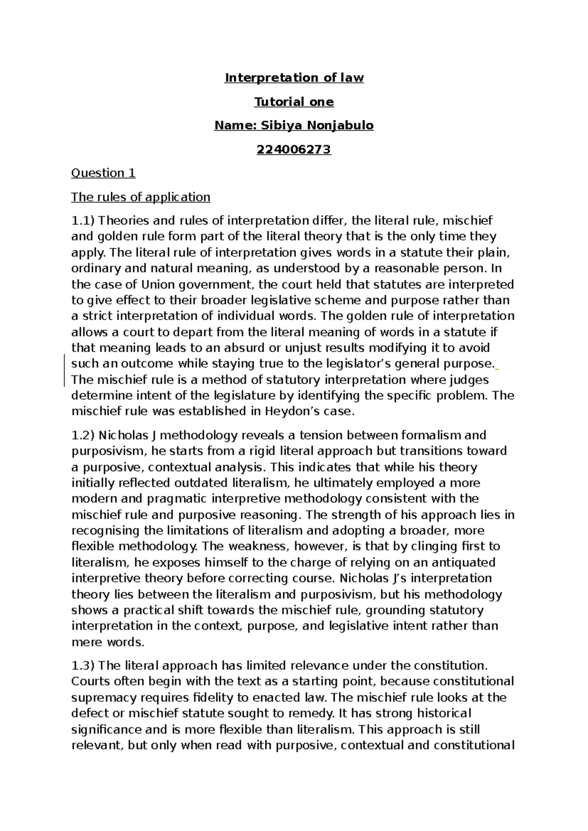 Interpretation of Law Tutorial 1: Theories & Rules of Statutory ...