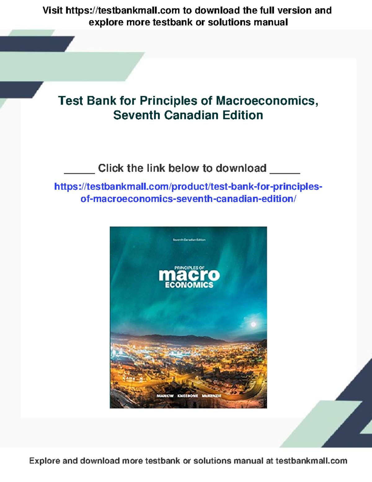 Test Bank for Principles of Macroeconomics, 7th Canadian Edition - Studocu