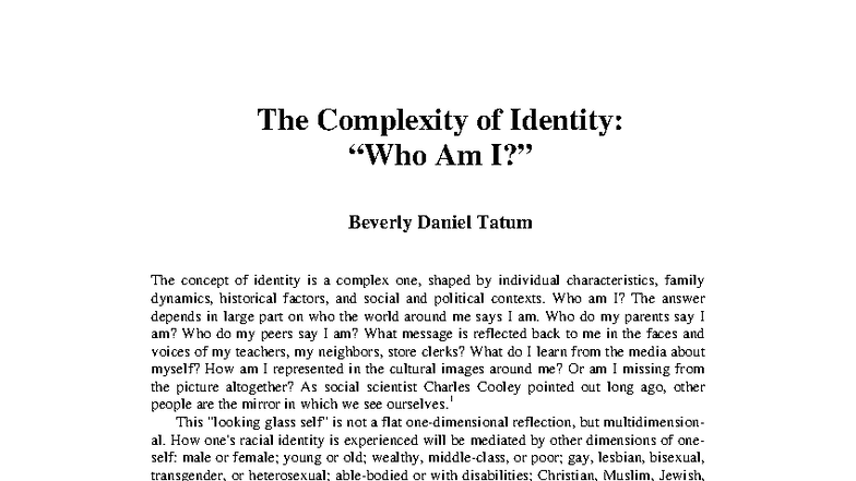 Chapter The Complexity of Identity and Its Multifaceted Nature - Studocu