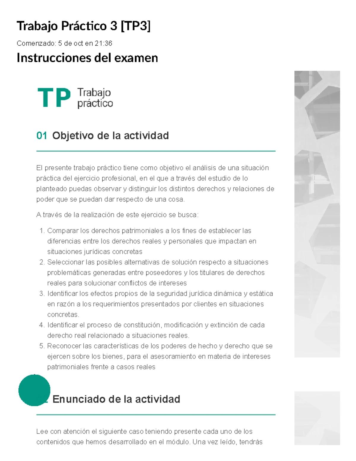 Examen Trabajo Pr Ã¡ctico 3 [TP3] - Trabajo Práctico 3 [TP3] Comenzado: 7 de sep en 10: - Studocu
