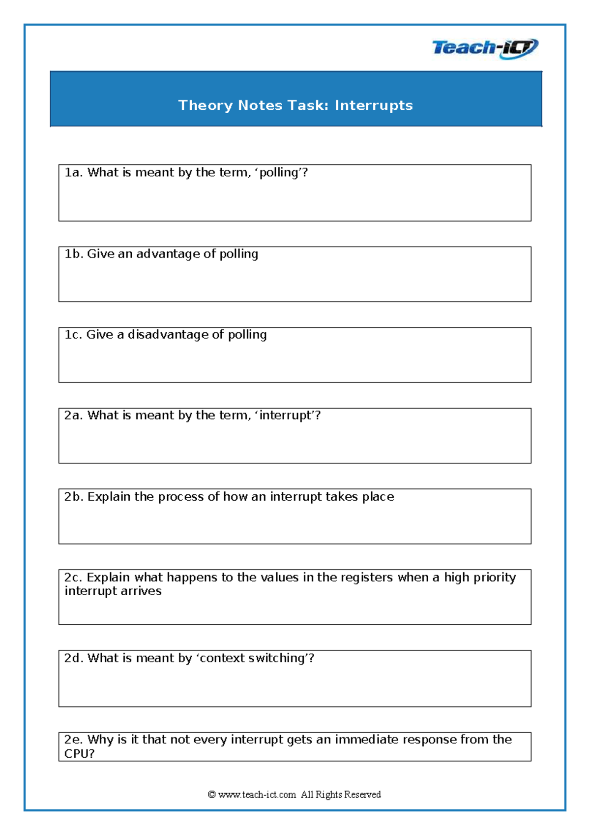 ISR Worksheet 2 - Theory Notes Task: Interrupts 1a. What is meant by ...