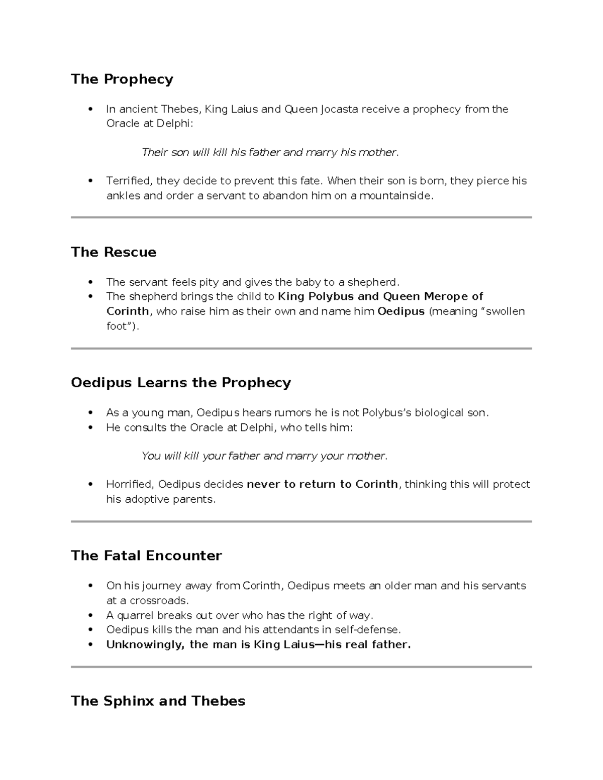 Oedipus: The Prophecy and Its Tragic Consequences - Studocu