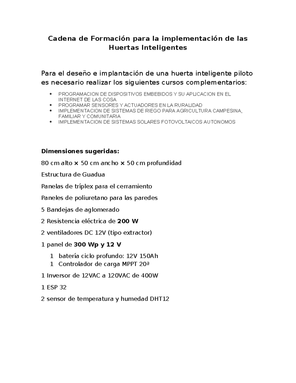 Cadena de Formación: Huertas Inteligentes y Sistemas Sostenibles - Studocu