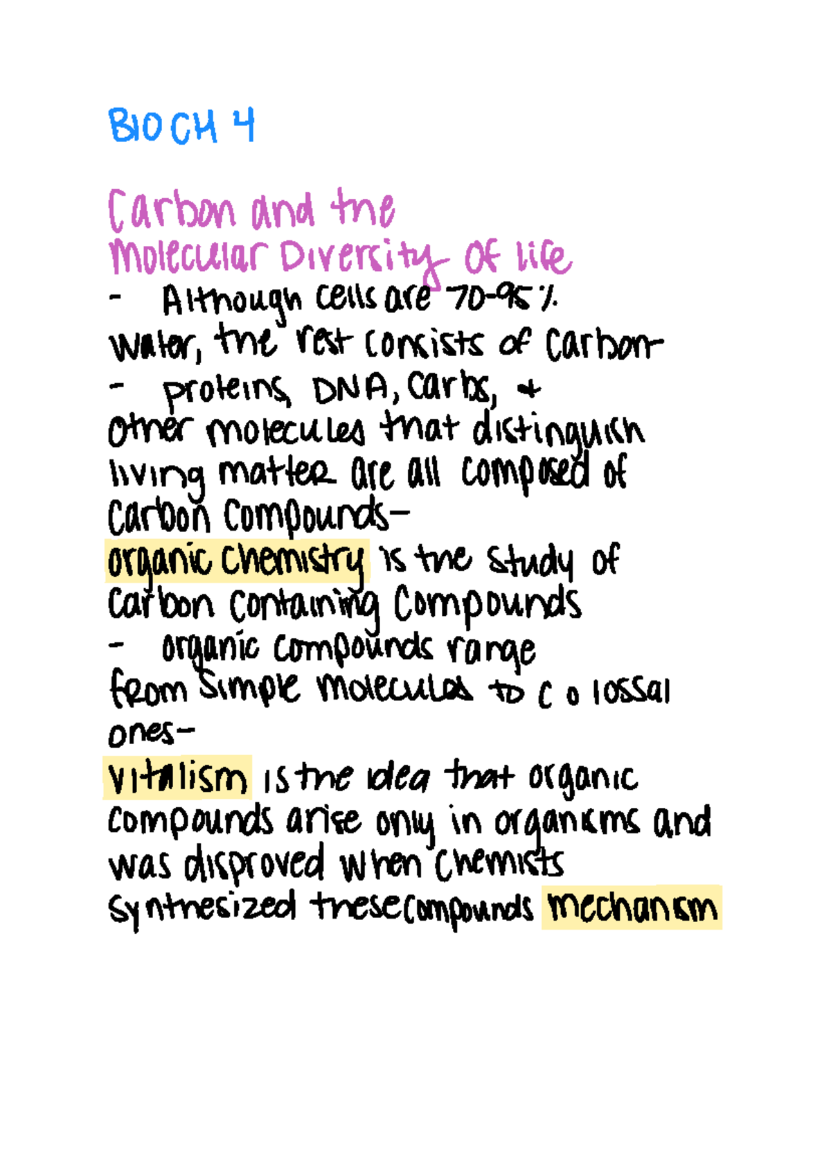 BIO 120 Lecture Notes: Chapter 4 - Carbon & Molecular Diversity - Studocu
