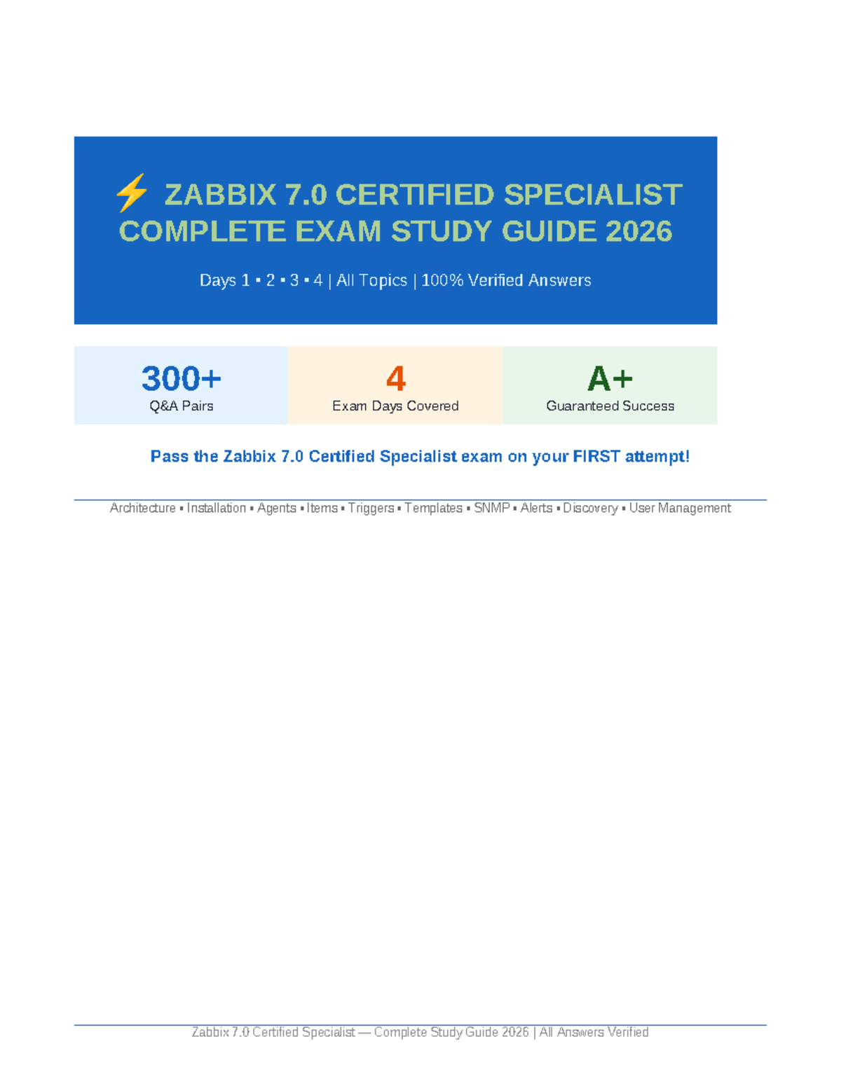 Zabbix 7.0 Certified Specialist Exam Study Guide 2026: All Topics ...