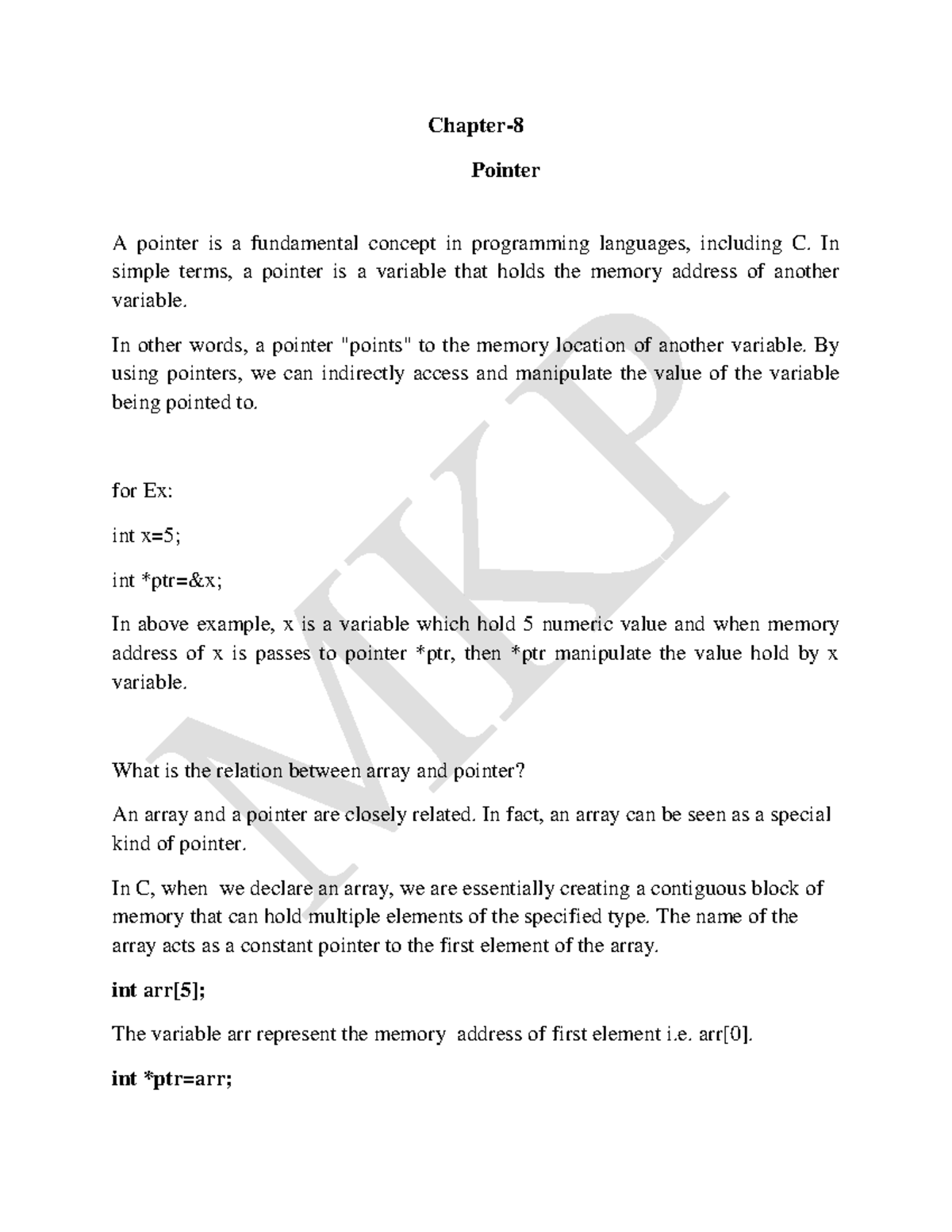 C Programming: Understanding Pointers - Class Notes - Studocu