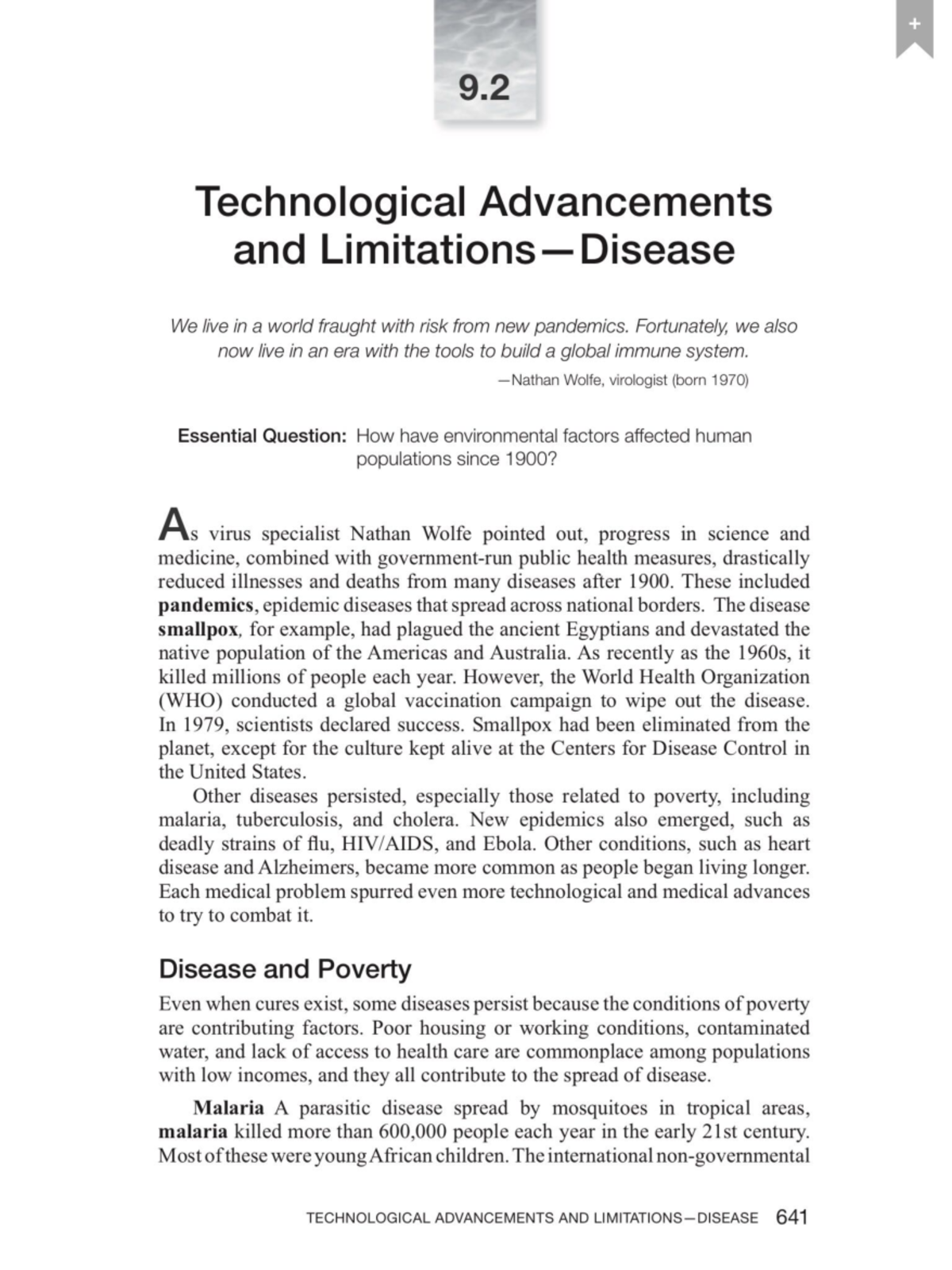 Amsco-9: APWH Unit 9.2 Notes on Technological Advances & Disease - Studocu