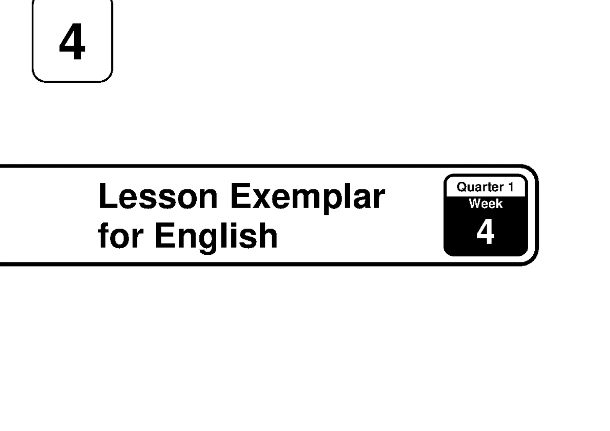 LE English 4 Q1 W3: Lesson Exemplar for MATATAG Curriculum - Studocu