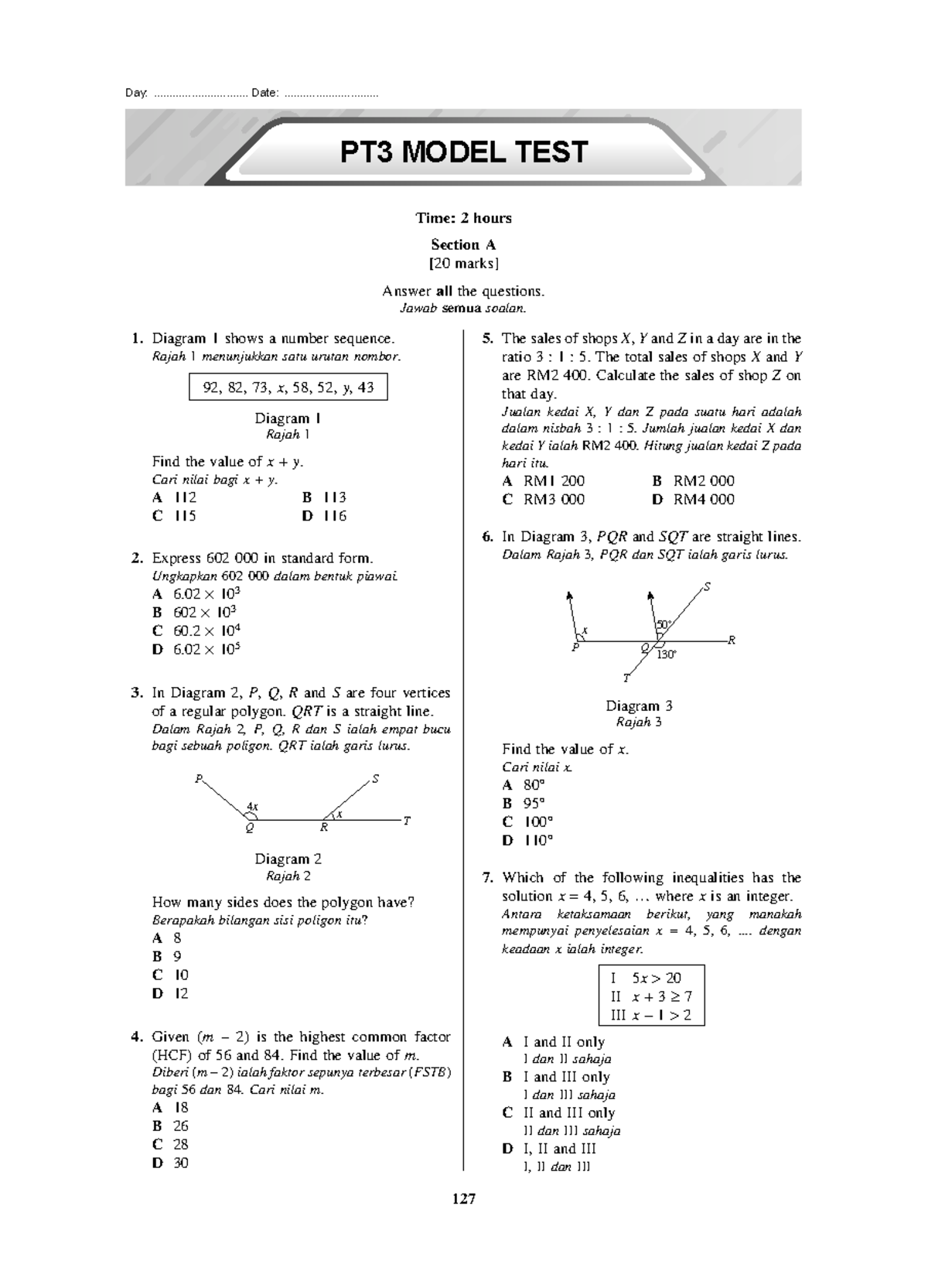 PT3 MODEL TEST 2019: SMART ACTIVITY MODULE MATH 1 - Studocu