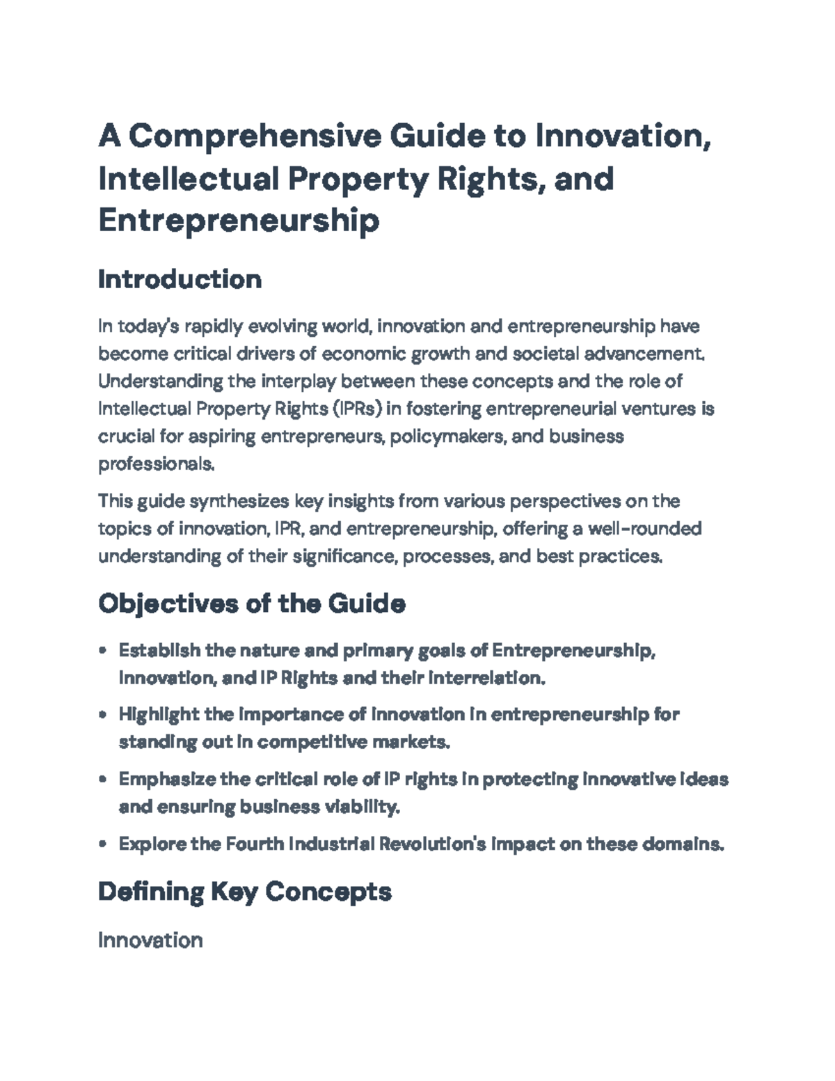 Guide to Innovation, Intellectual Property Rights, and Entrepreneurship ...