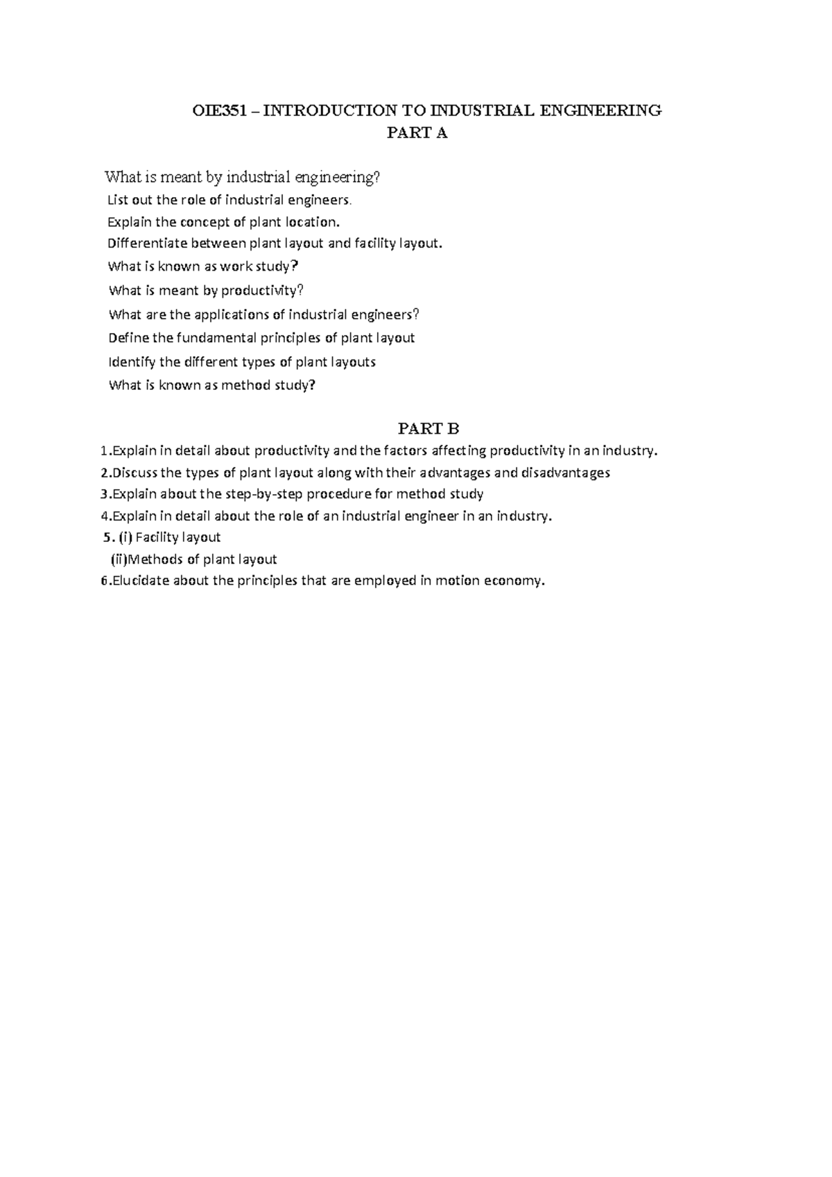 OIE351 - Introduction to Industrial Engineering: Key Concepts & Roles ...
