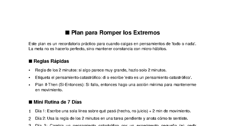 Plan de Acción para Romper los Extremos: Estrategias Prácticas - Studocu