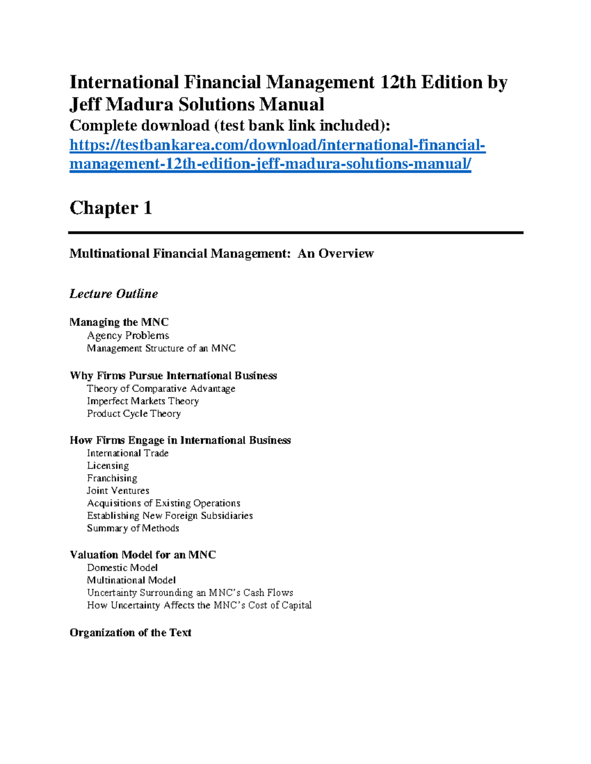 International Financial Management (FIN 420) 12th Edition Solutions ...