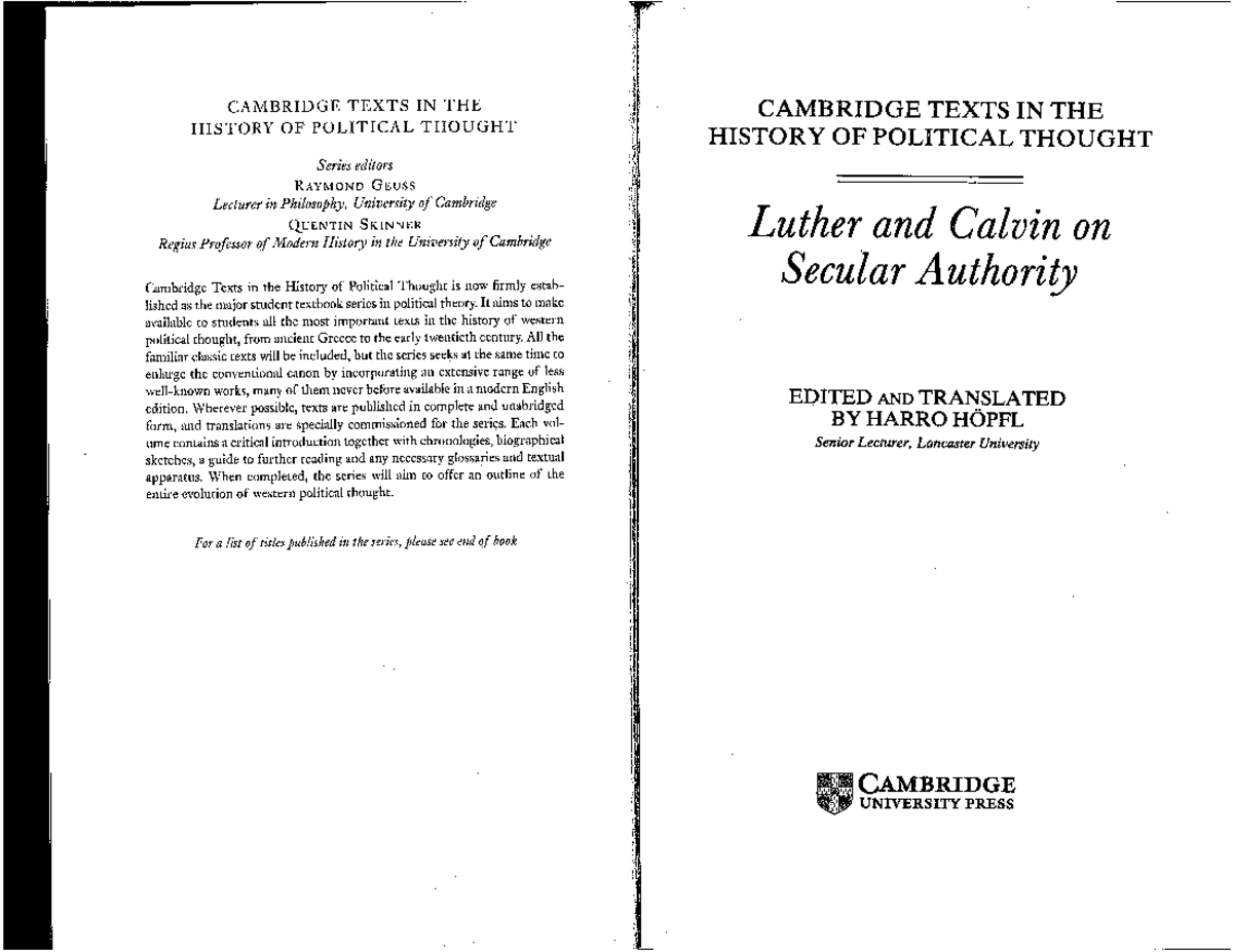 Luther's "On Secular Authority": Insights on Governance and Faith - Studocu