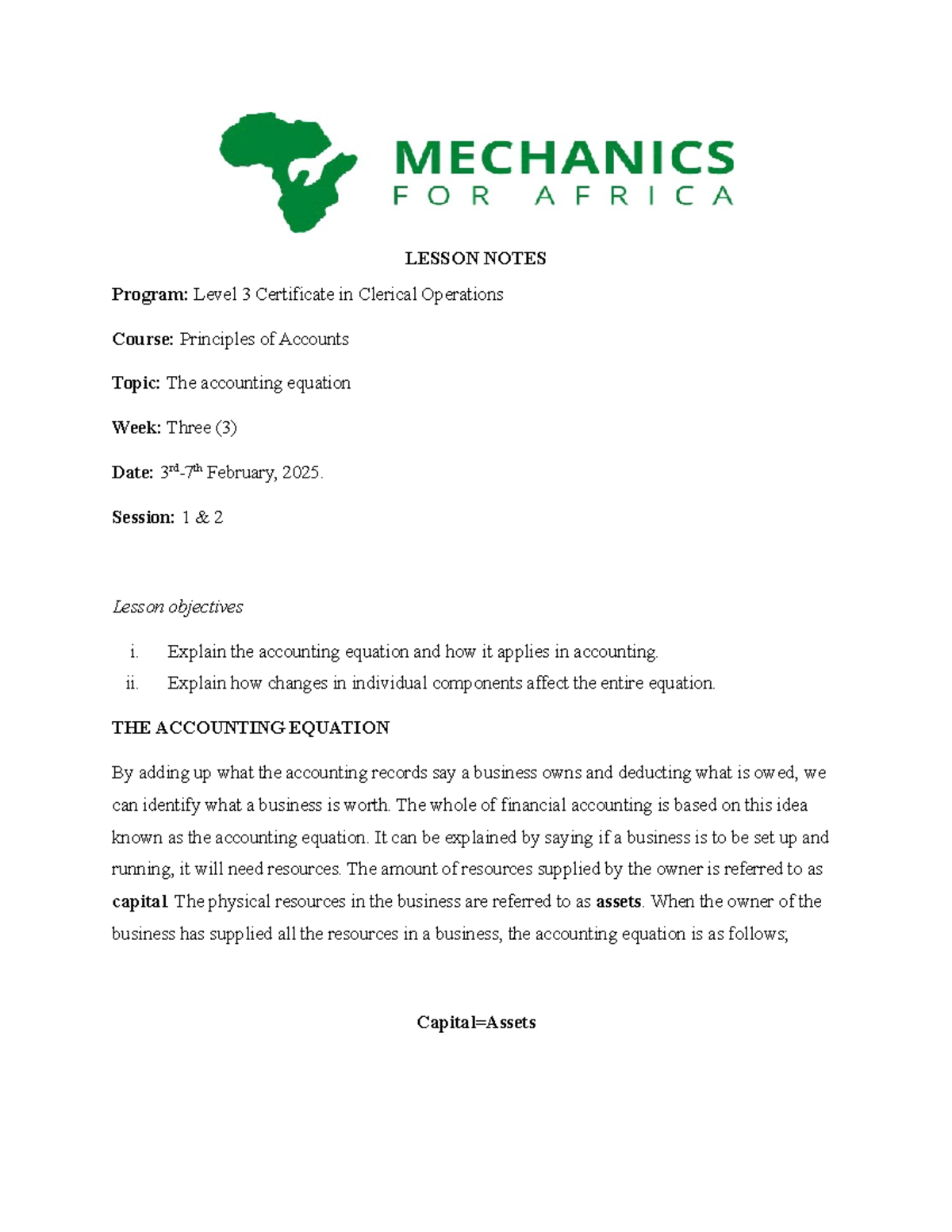 Principles of Accounts: Understanding the Accounting Equation (Level 3 ...