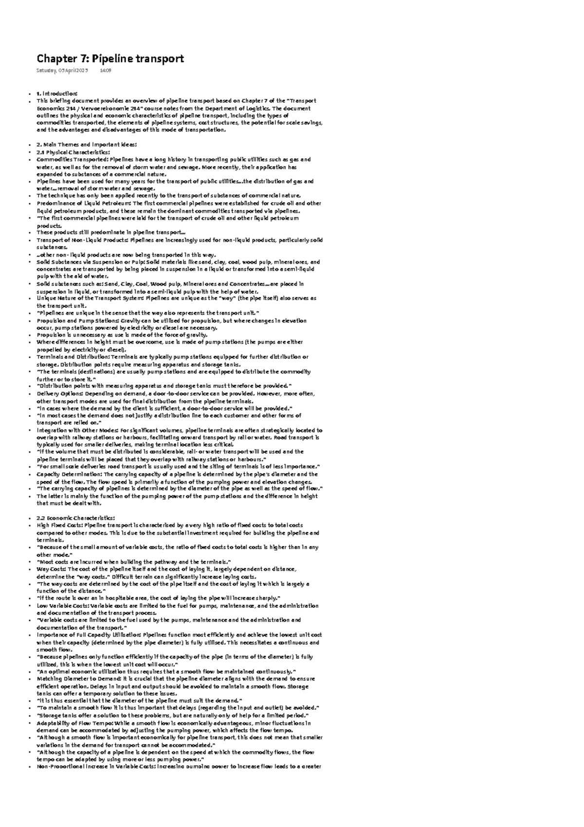 Chapter 7: Overview of Pipeline Transport in Economics 214 Notes - Studocu