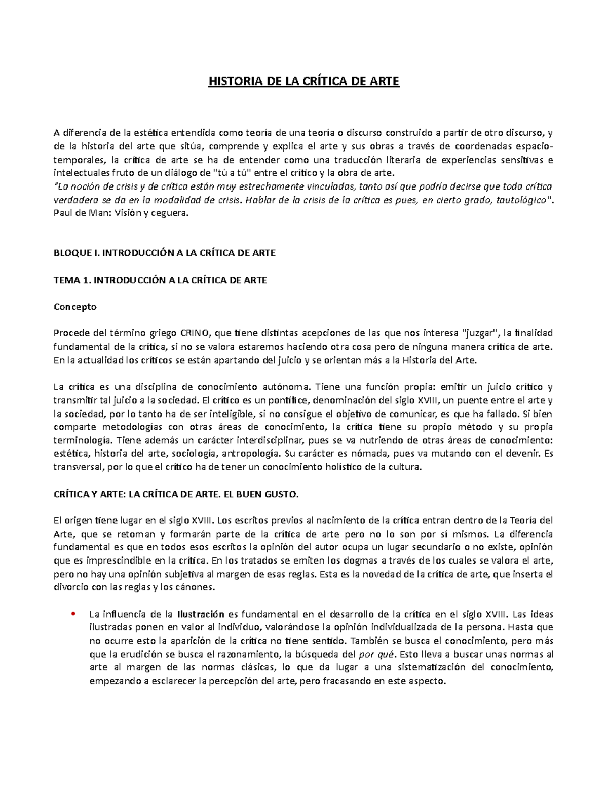 Historia de la Crítica de Arte - HISTORIA DE LA CRÍTICA DE ARTE A ...