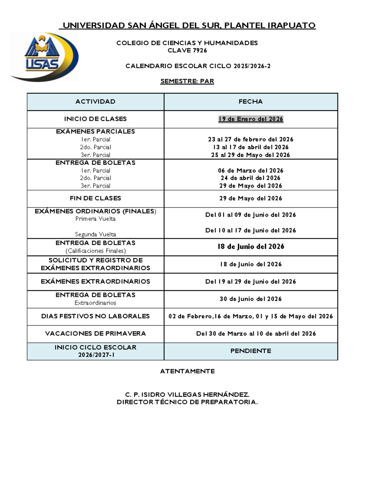 Calendario Escolar 2025-2026-2 - Actividades y Exámenes - Studocu