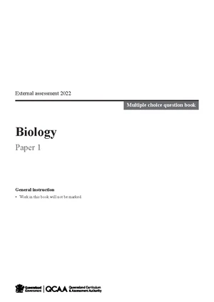 Biology 22 EA Paper 2 Question & Response Overview - Studocu