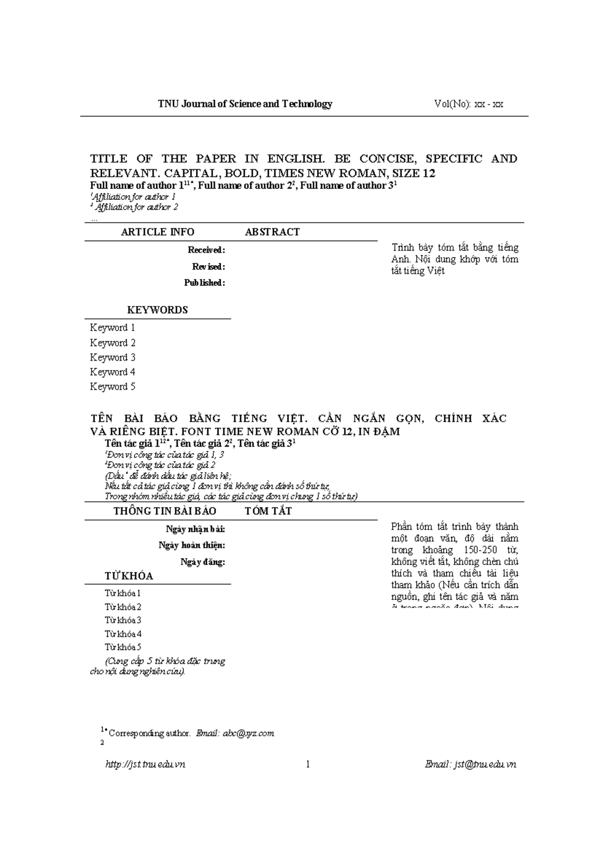 TNU Journal of Science and Technology: Article Formatting Guidelines ...