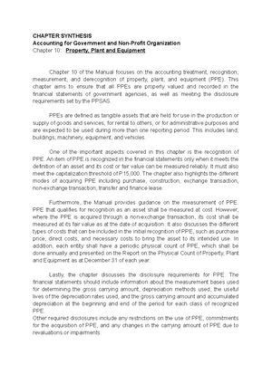 Chapter 5 Synthesis - CHAPTER SYNTHESIS Accounting for Government and ...