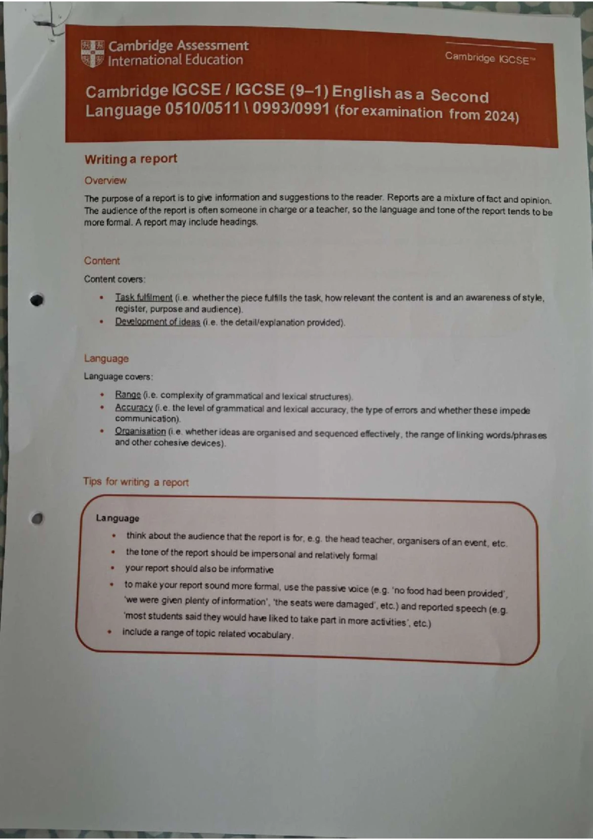 IGCSE 0510 Specimen Paper 1 Answers for 2024 Exam - Studocu