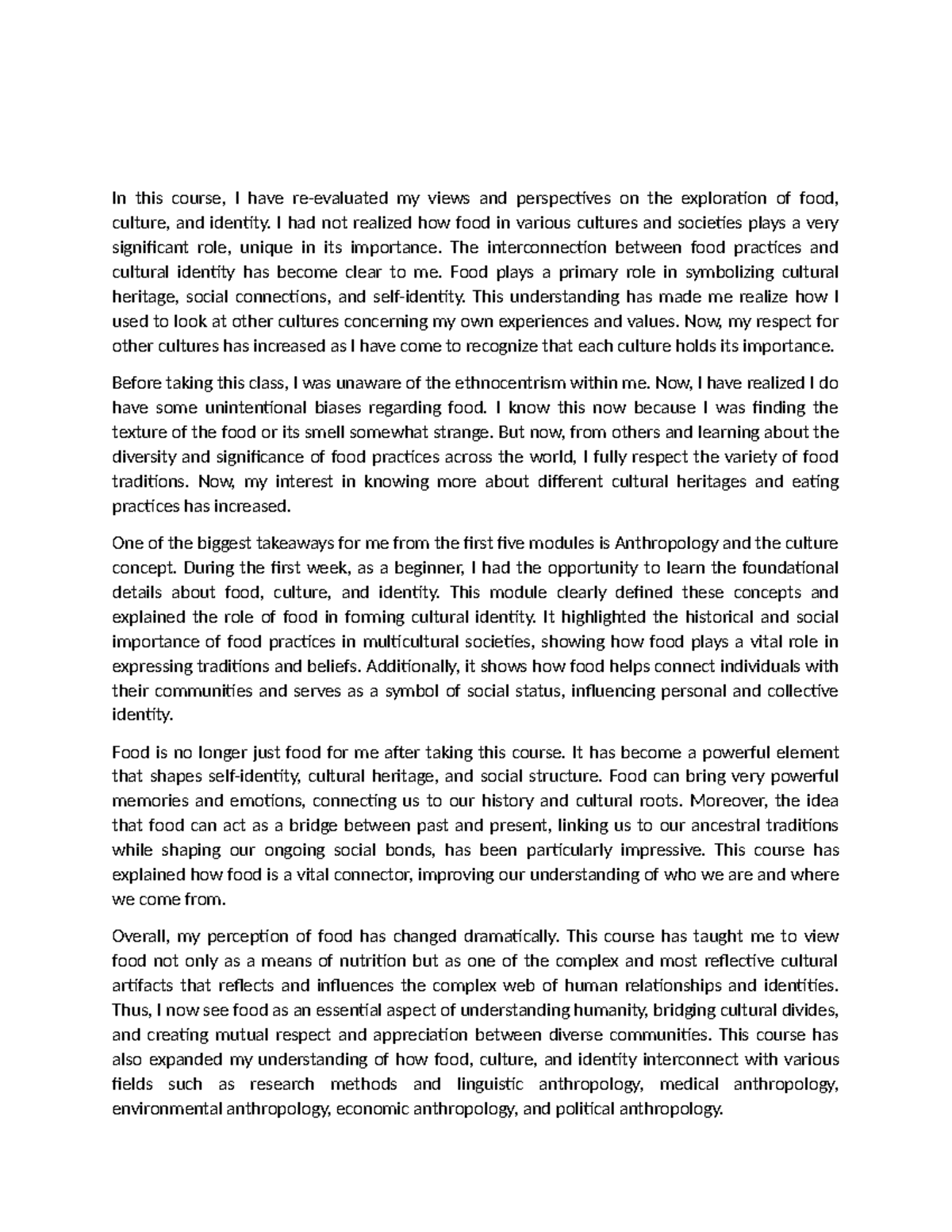Mid-term Reflection Paper - In this course, I have re-evaluated my ...