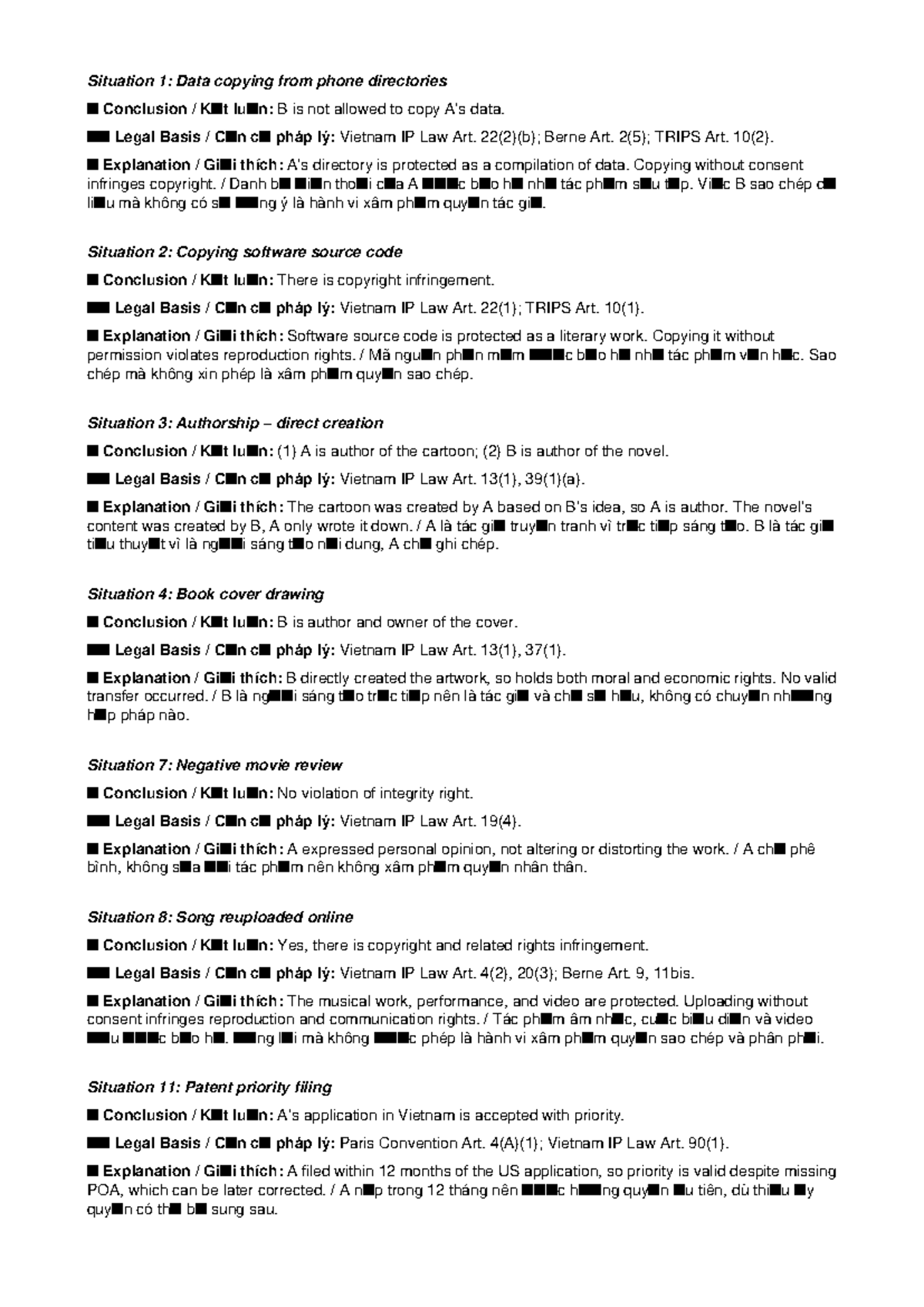 IP Law Summary Bilingual: Key Legal Conclusions and Cases - Studocu