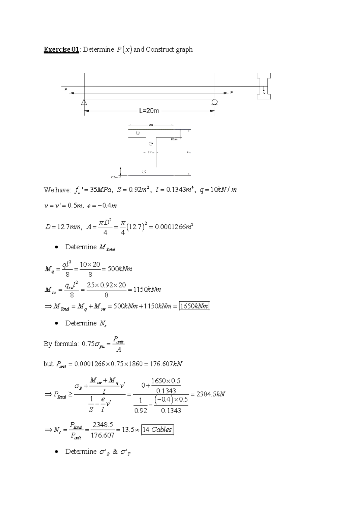 Exercise 01: Determine P(x) and Construct Graph for Friction Loss - Studocu