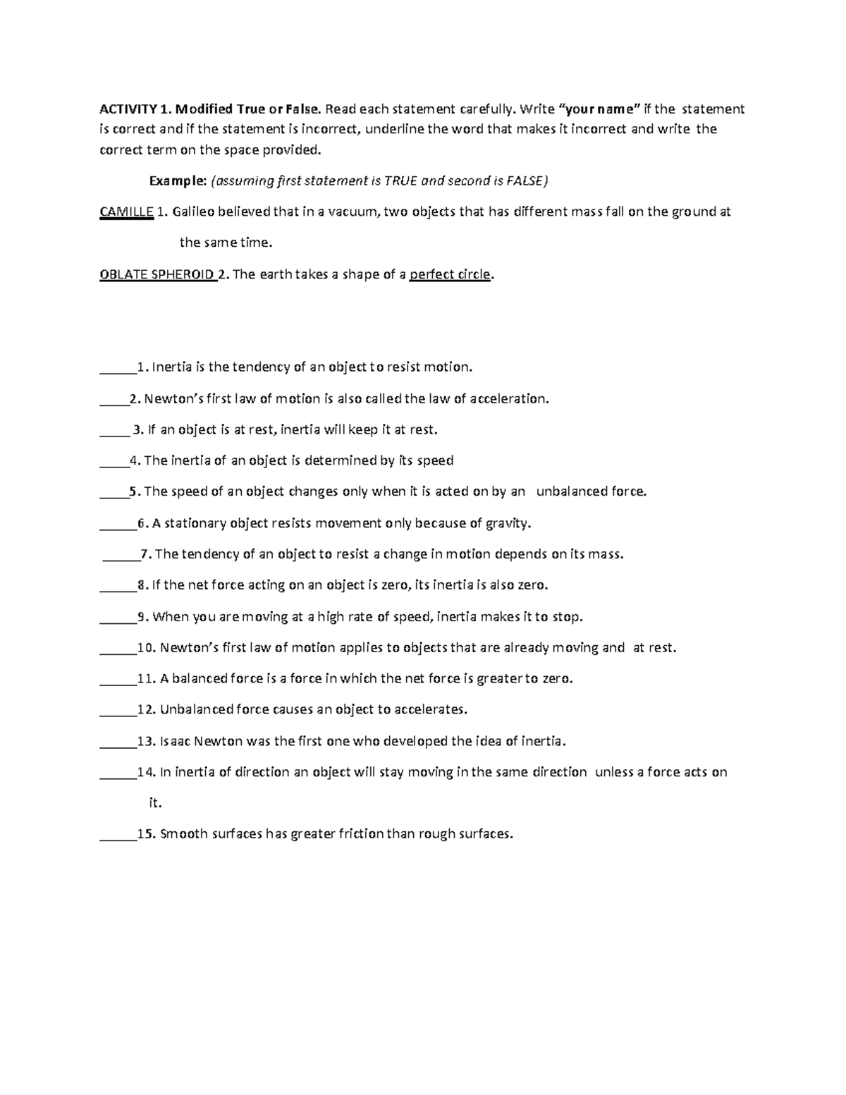 ACTIVITY 1: Modified True or False on Macromolecules - Studocu