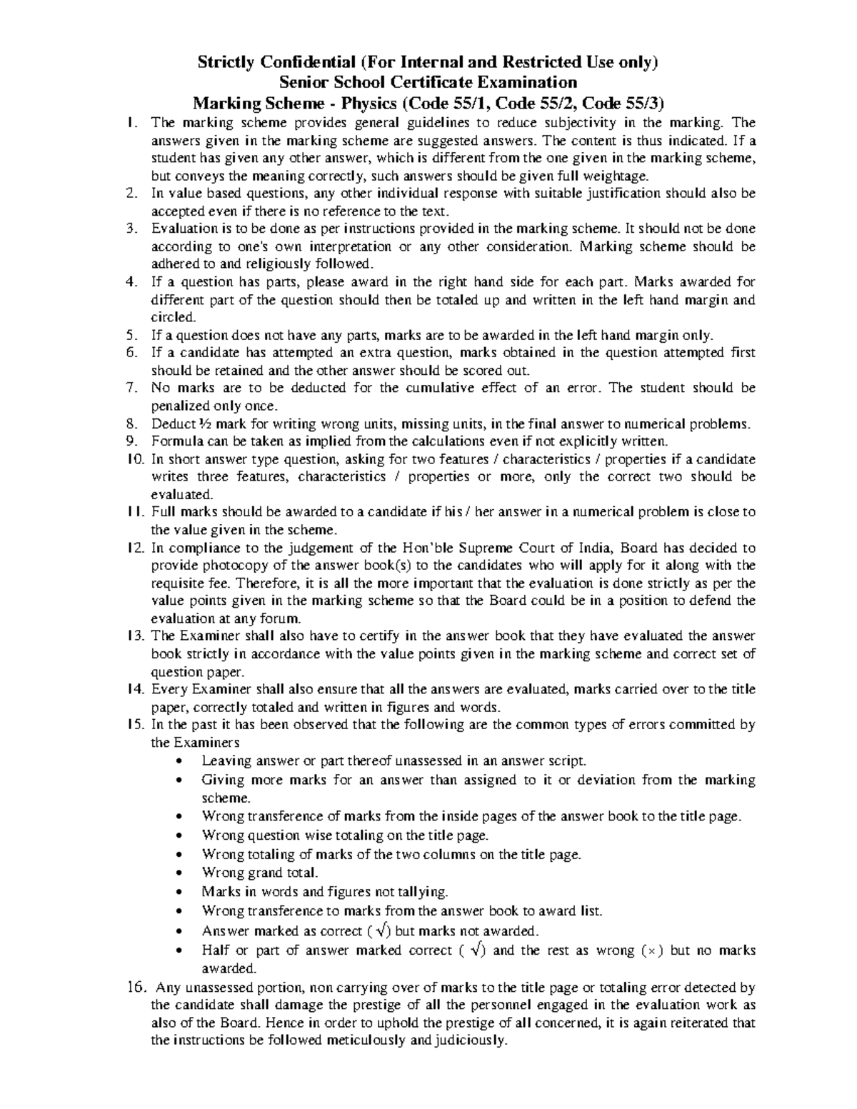 Marking Scheme 8 - Notes ready to use - Strictly Confidential (For ...