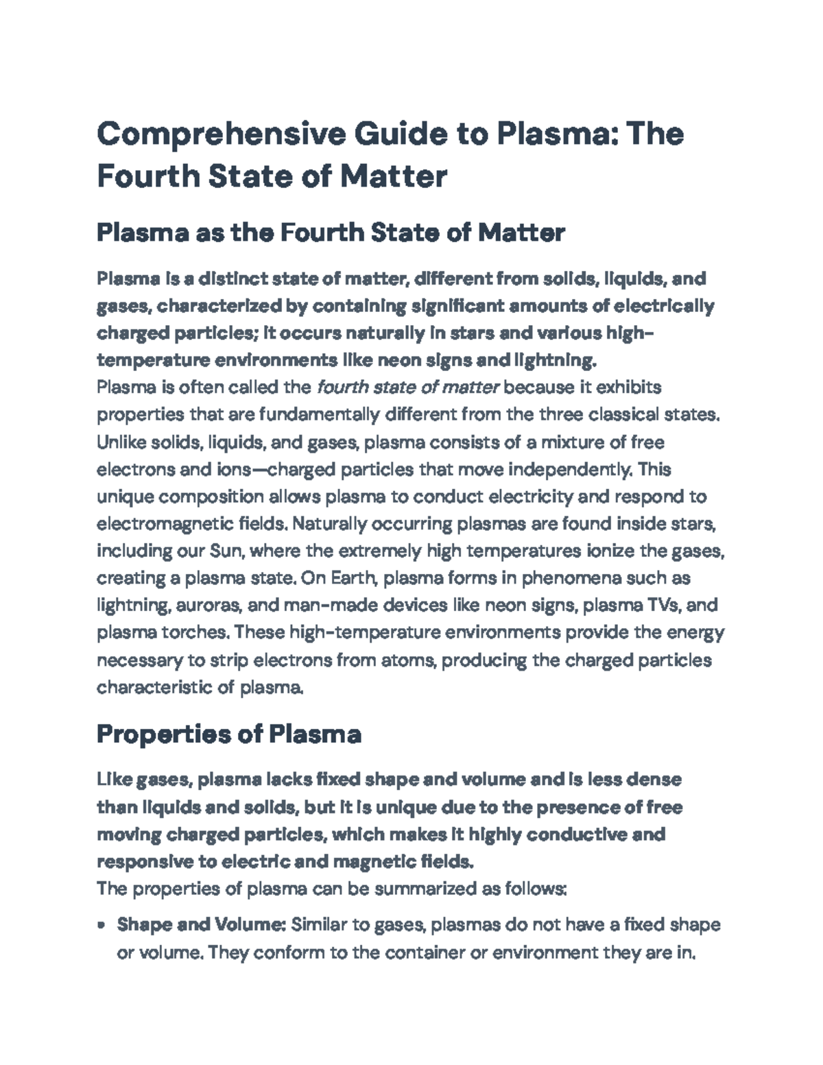 Comprehensive Overview of Plasma (PHYS 101): The Fourth State of Matter ...