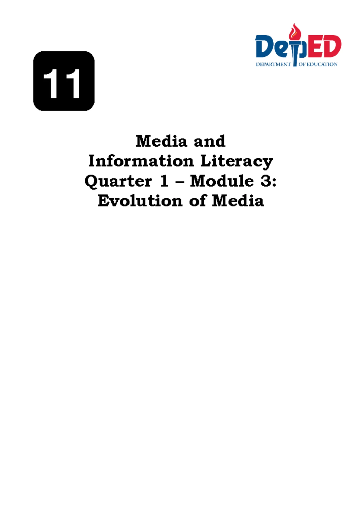 MIL Q1 M3 Evolution-of-Media 1 - 11 Media and Information Literacy ...