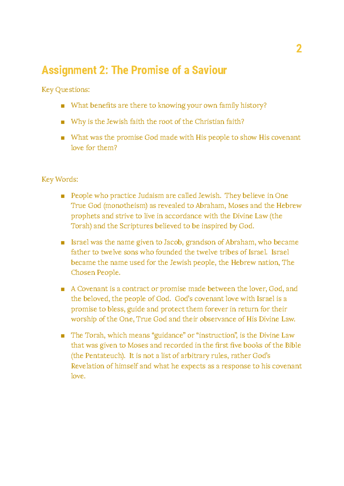 Religion 25 Assignment 2: The Promise of a Saviour Insights - Studocu