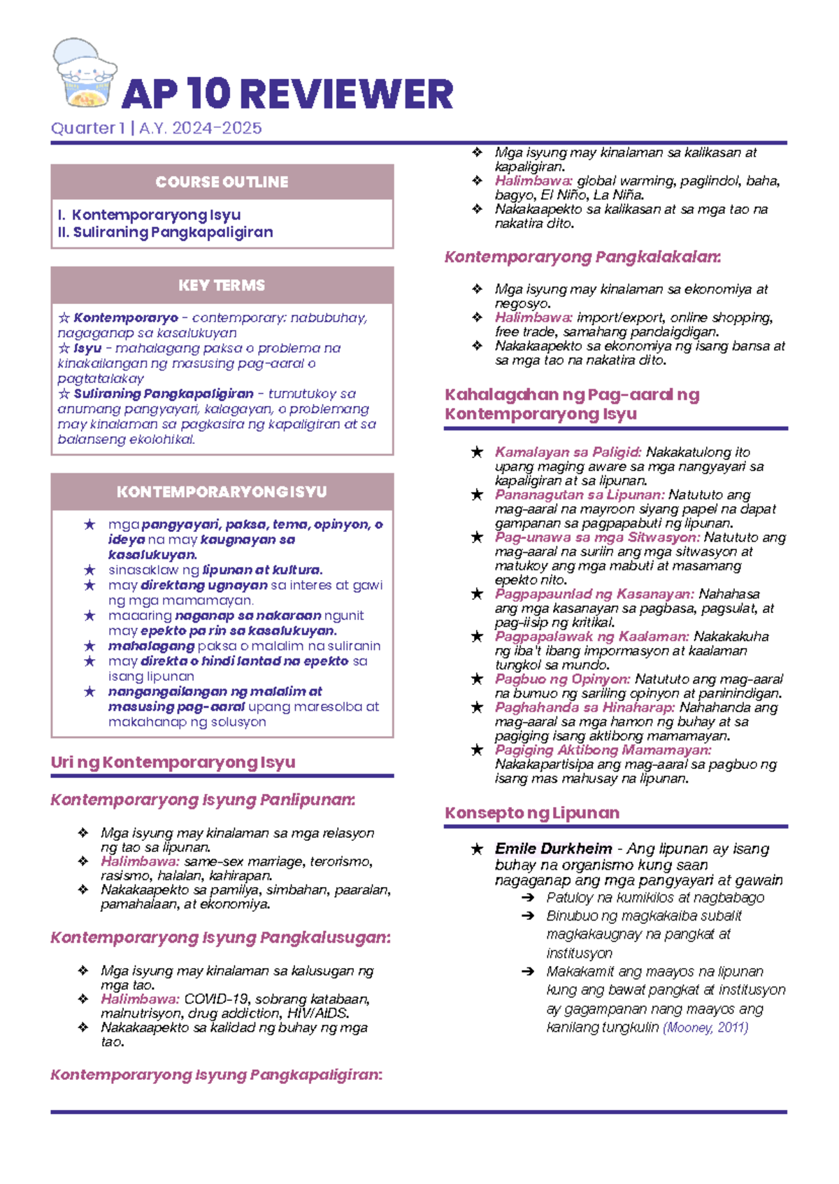 AP 10 - Q1 Kontemporaryong Isyu Reviewer - Studocu