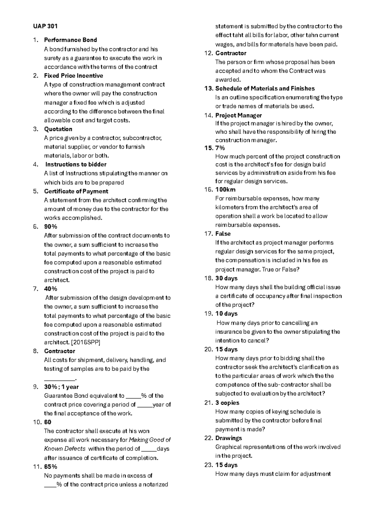 UAP 301 - Professional Practice Study Guide and Key Concepts - Studocu
